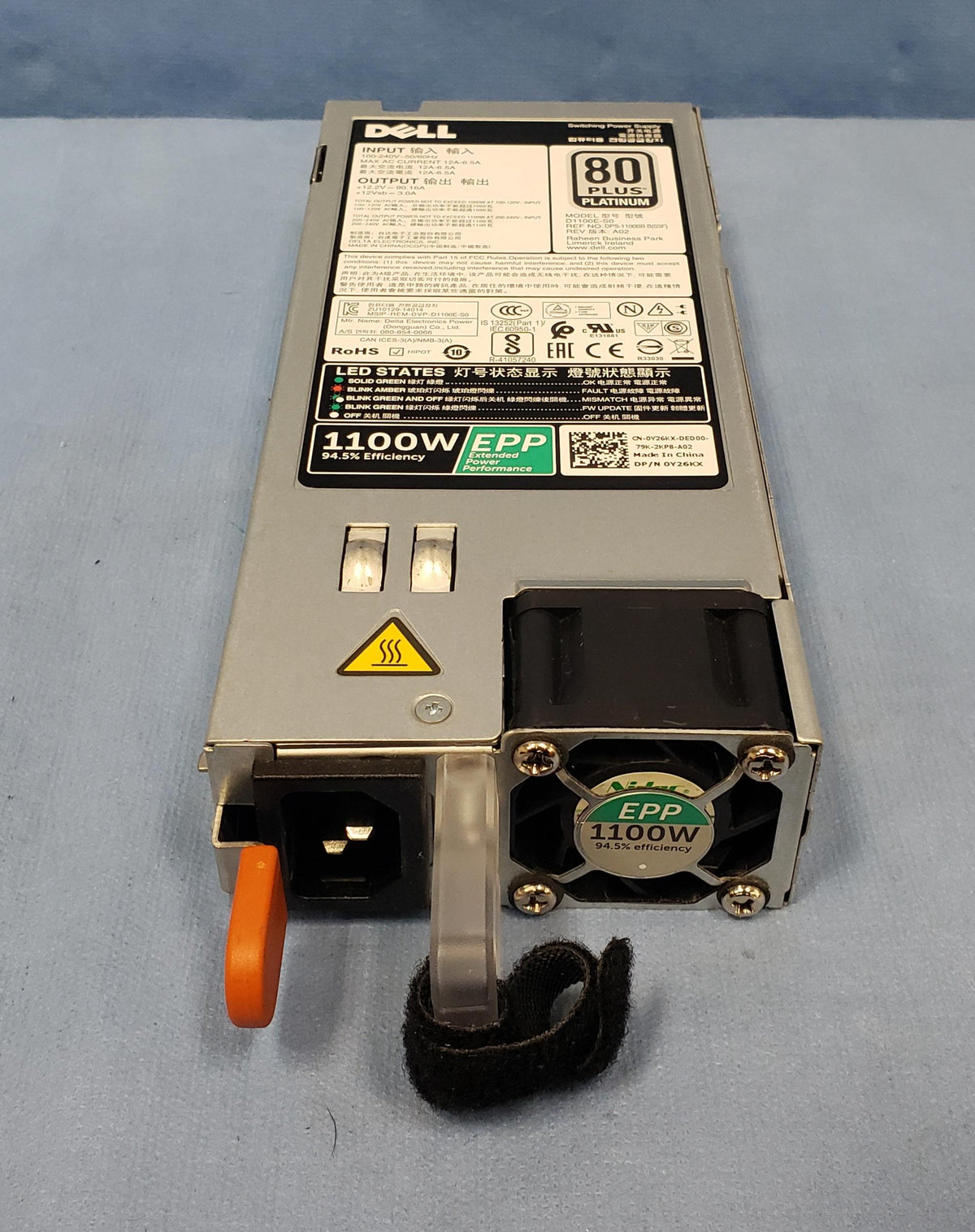 Dell Y26KX 1100W EPP Platinum AC Power Supply Module for PowerEdge R63 ...